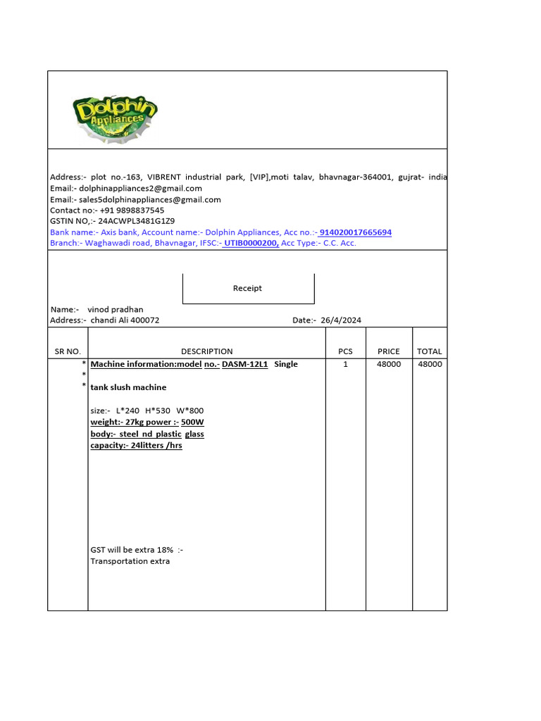 Slush Receipt | PDF