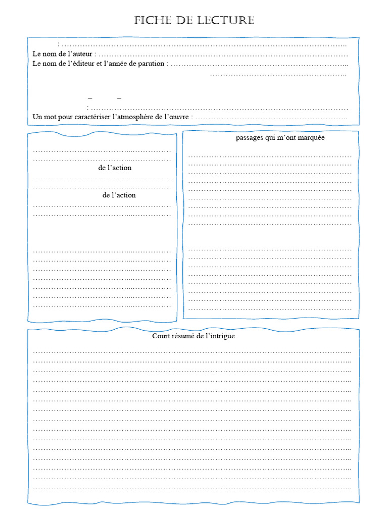 5v Structure Pour Faire Une Fiche de Lecture | PDF
