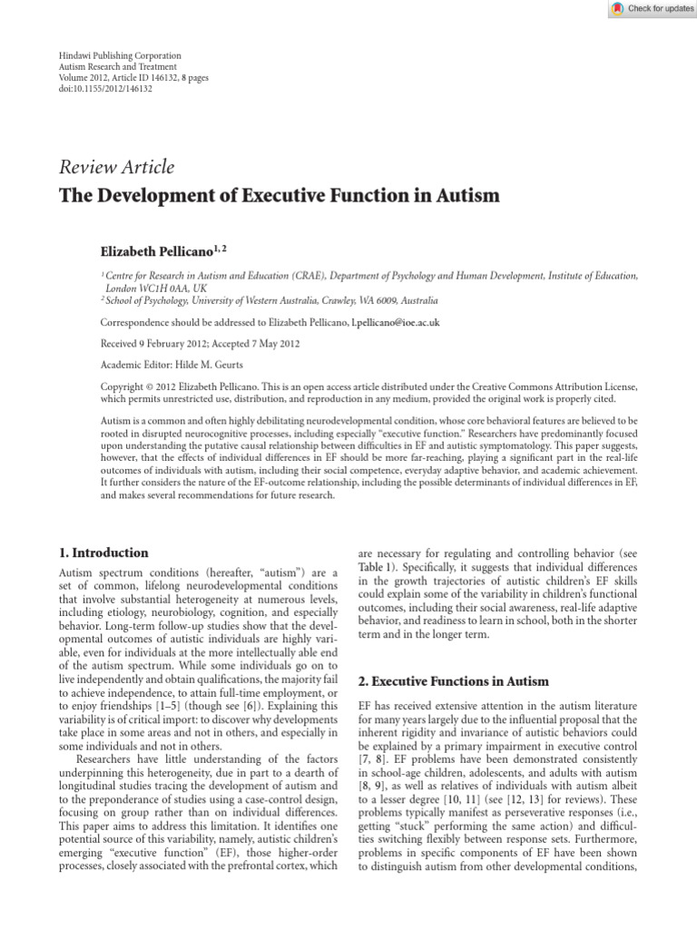 Executive Function Development in Autism | PDF | Autism Spectrum ...
