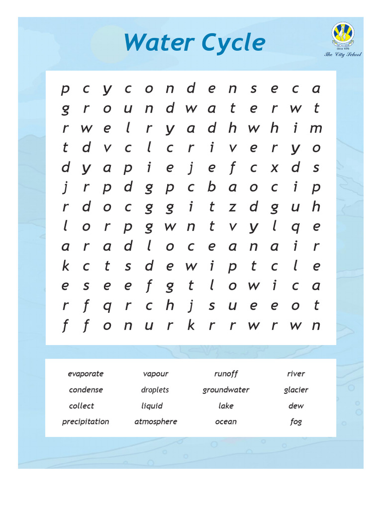 Water Cycle Word Search | PDF