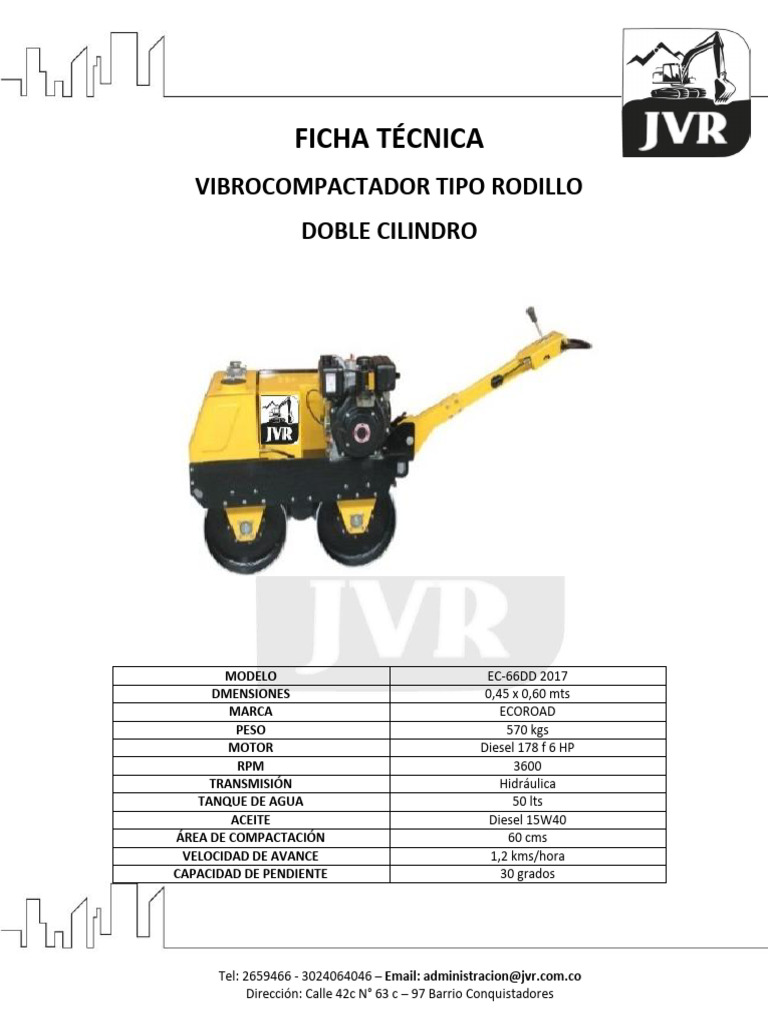 Ficha Tecnica Rodillo Compactador Doble Cilindro | PDF