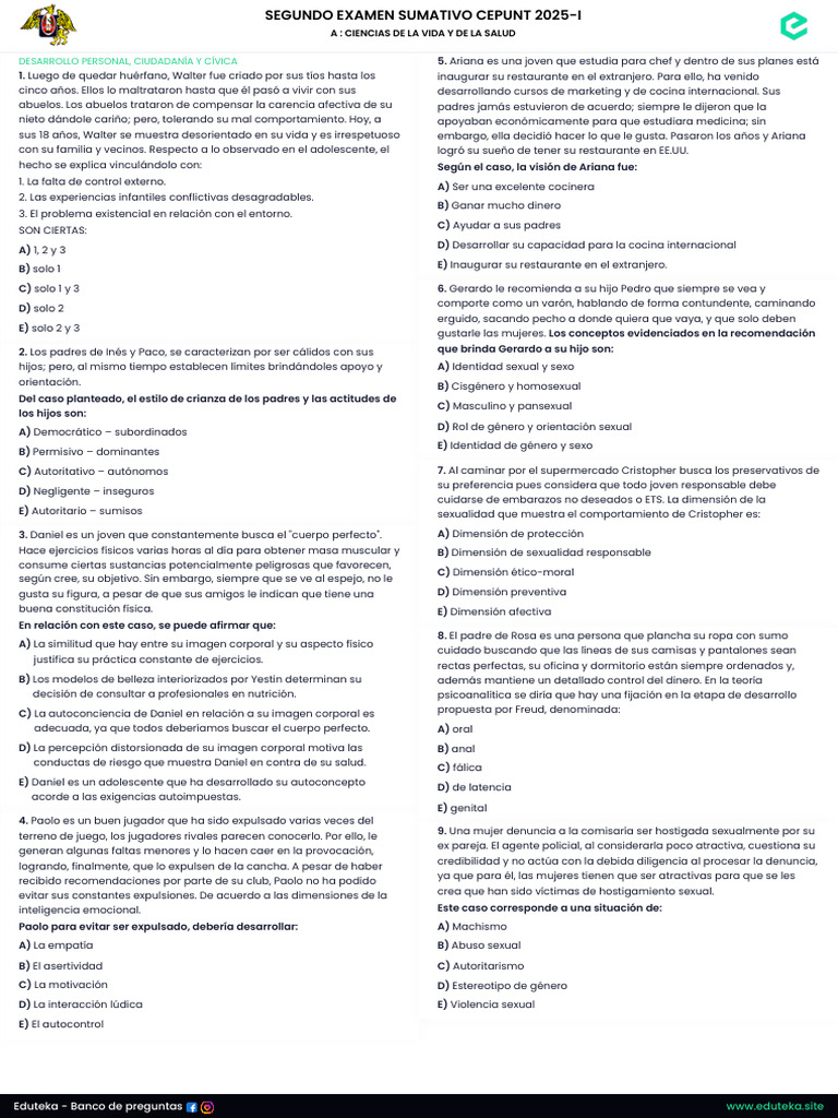 Segundo - Examen Sumativo Cepunt 2025-I-A - Eduteka - 1724300942651 ...
