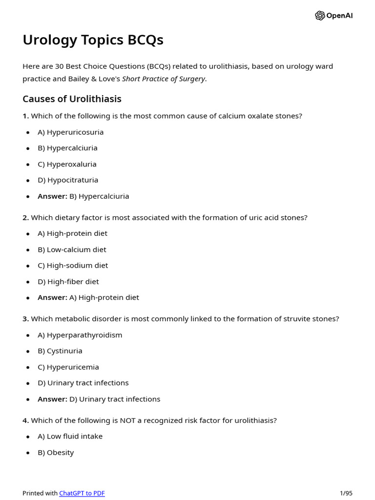 Urology Mcqs | PDF | Prostate Cancer | Urinary Tract Infection