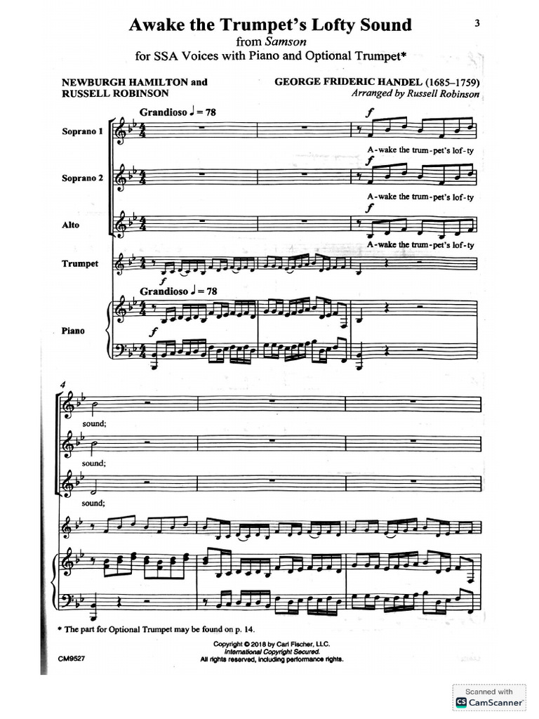 Awake The Trumpet's Lofty Sound | PDF