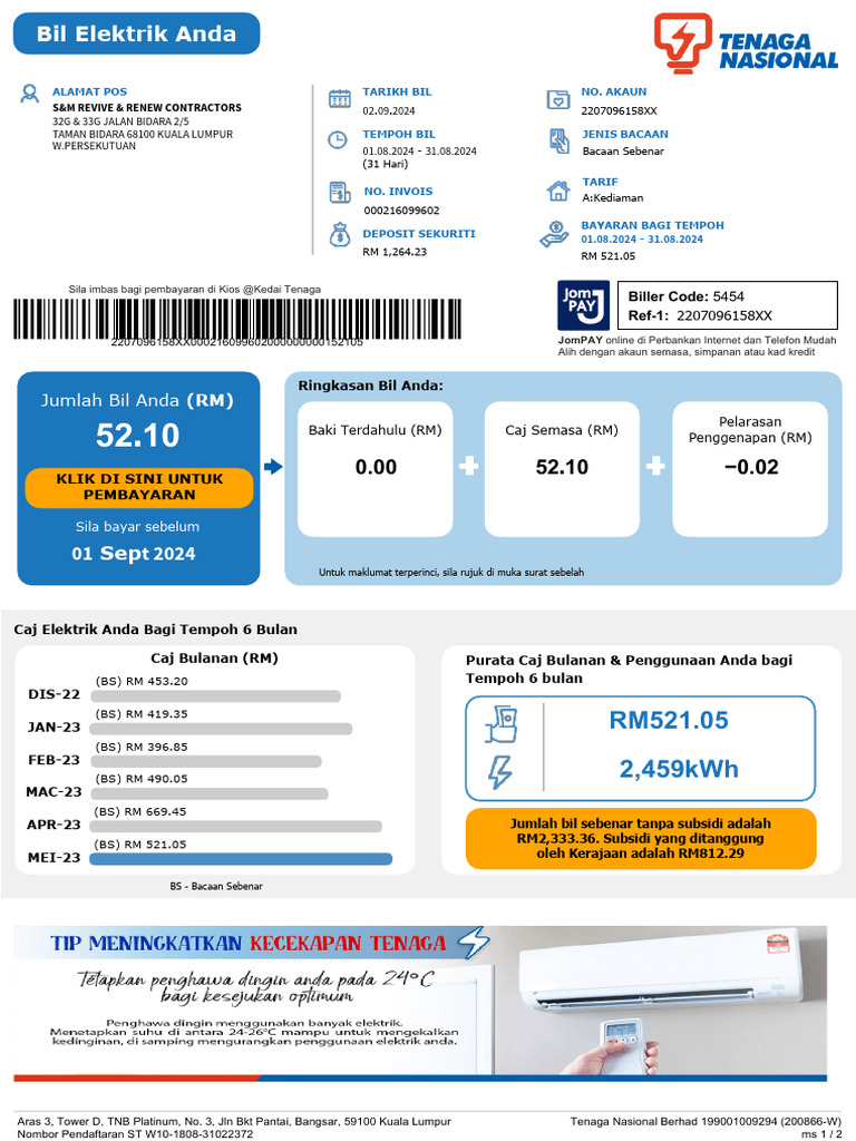 TNB-BILL September 918 | PDF