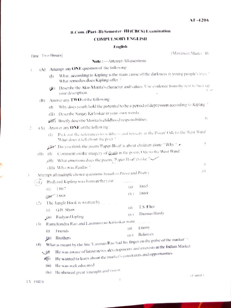 (Eng) Bcom Sem Iii | PDF