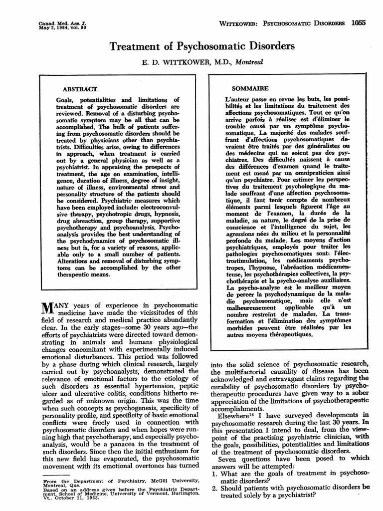 psychosomatic therapy | PDF | Psychoanalysis | Psychotherapy