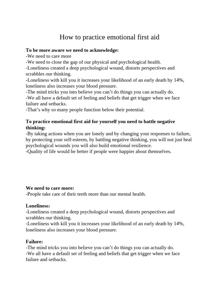 How To Practice Emotional First Aid | PDF