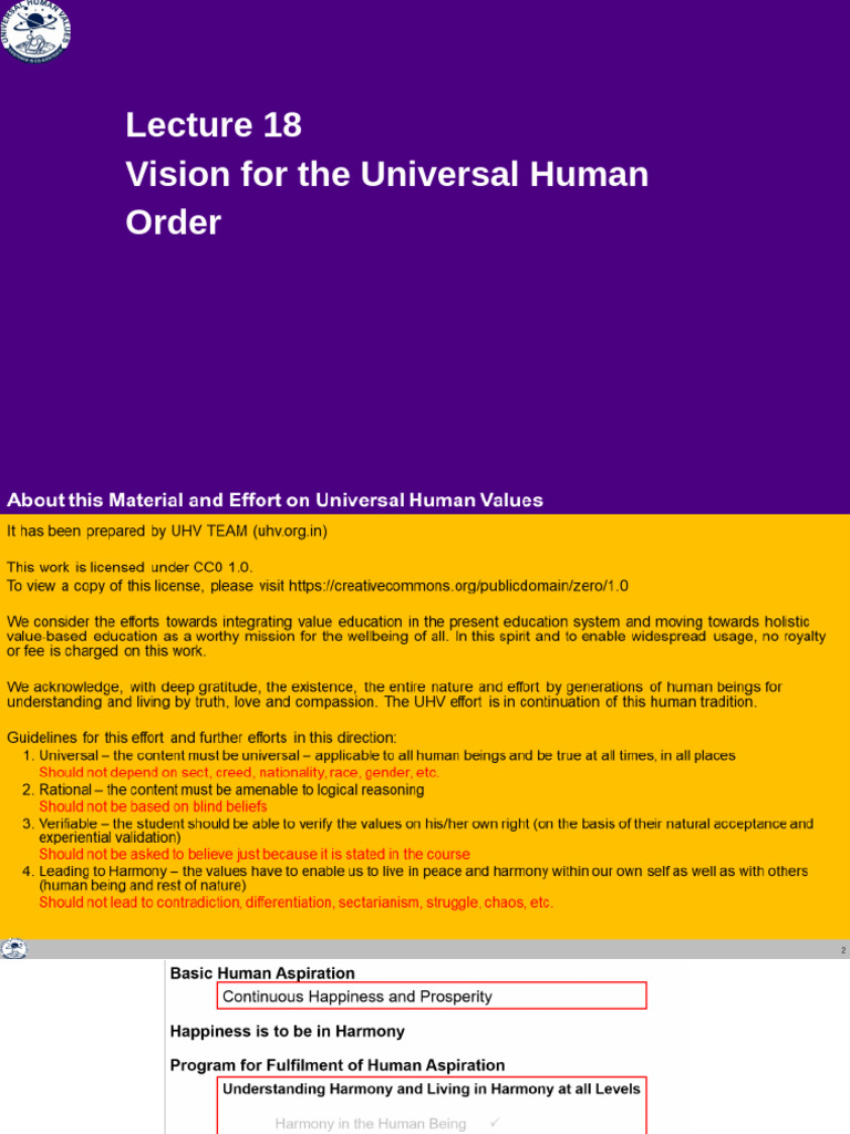 L 18 Vision For The Universal Human Order v2 | PDF | Psychological ...