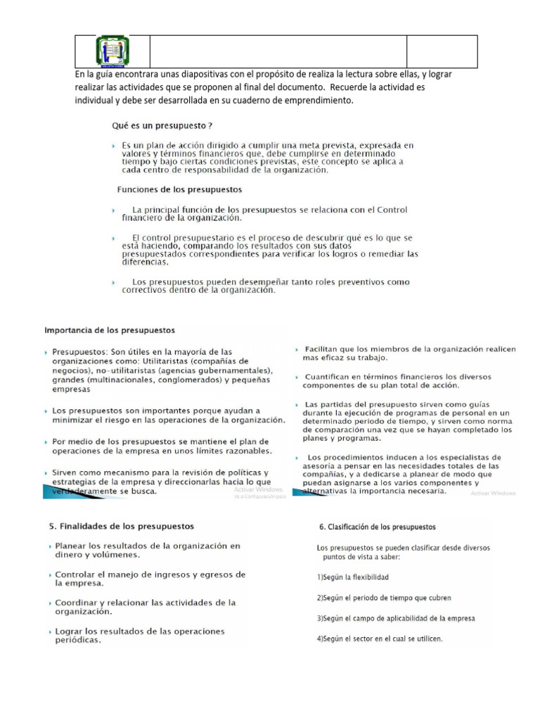 Guia de Presupuesto Emprendimiento. | PDF | Negocios