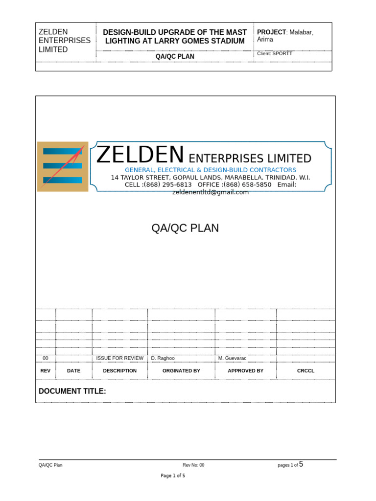 QAQC Plan | PDF | Quality Assurance