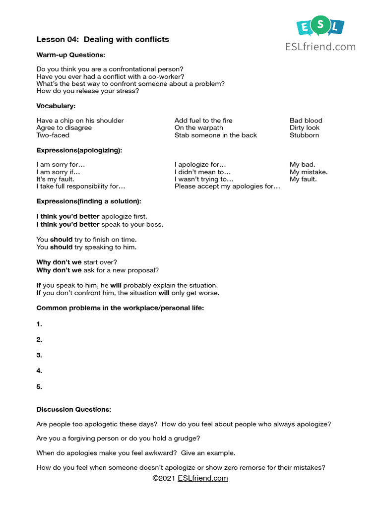 BizLesson04 DealingWithConflicts | PDF
