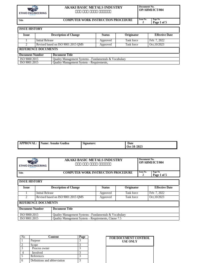 Op Abmi Ict 004 Computer Work Instruction Procedure | PDF | Quality ...
