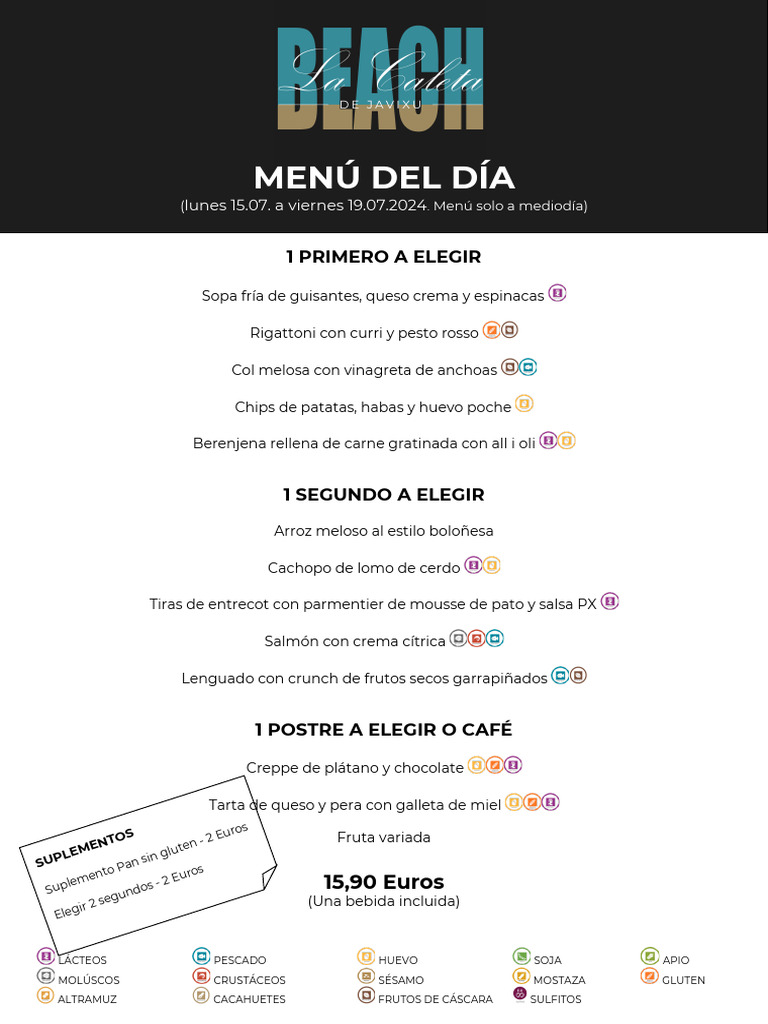 Menú Del Dia Beach | PDF