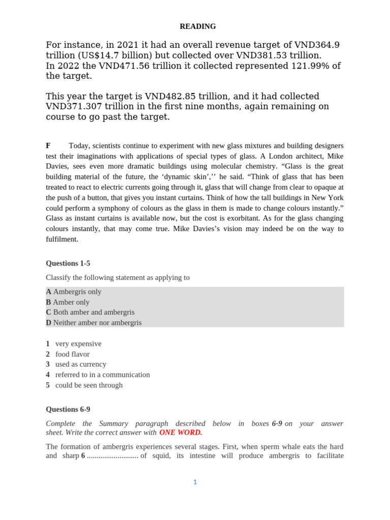 Reading: Questions 1-5 | PDF