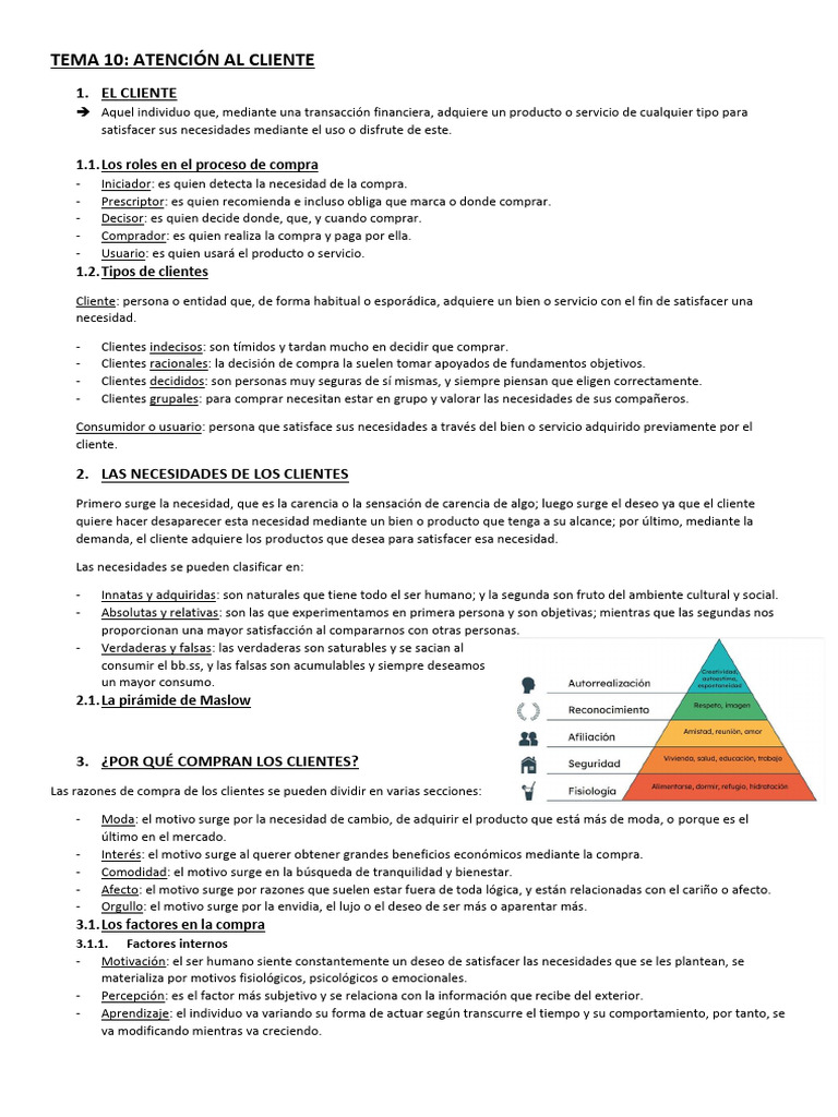 TEMA 10 - Cac | PDF | Servicio al Cliente | Comportamiento