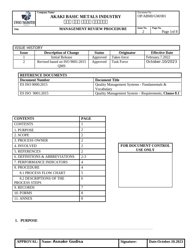 Op Abmi GM 01 Management Review Procedure | PDF | Quality Management ...