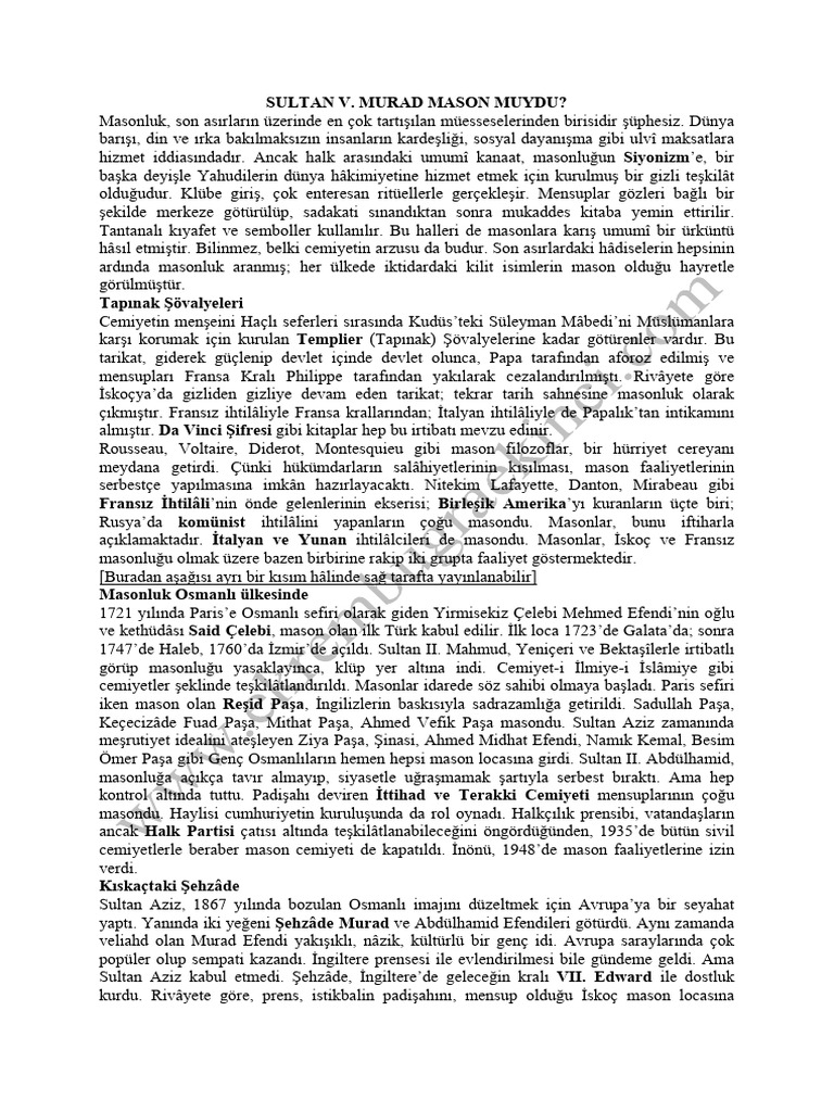 Sultan 5 Murad Mason Muy Du | PDF