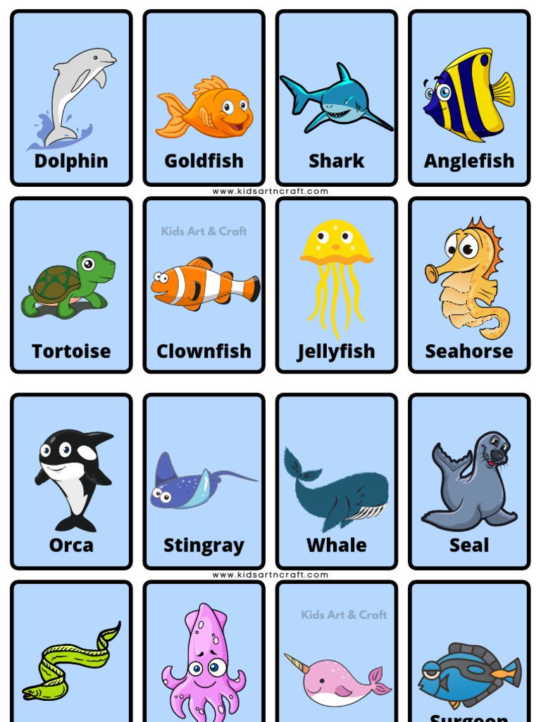 Sea Animal Flashcards Free Printables | PDF
