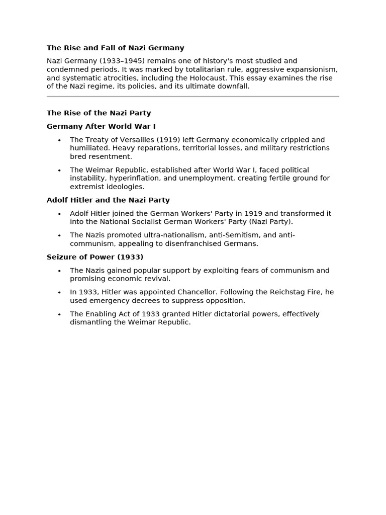 The Rise and Fall of Nazi Germany | PDF | History