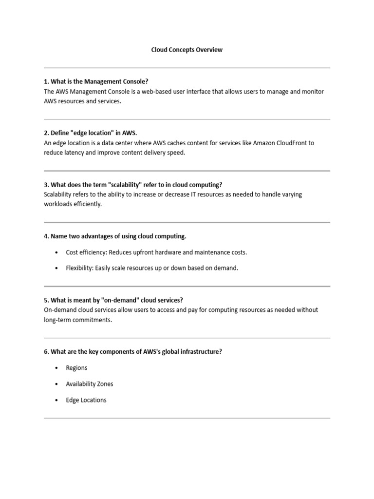 Short Questions | PDF | Cloud Computing | Scalability