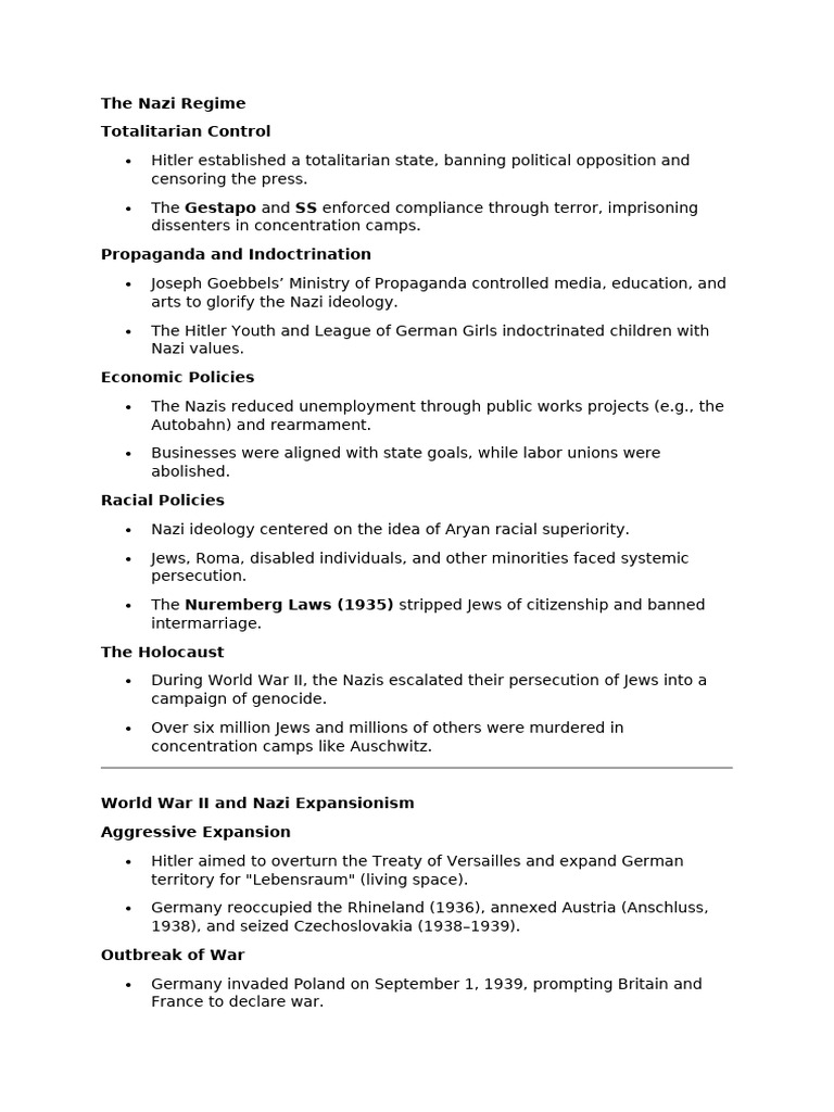 Overview of the Nazi Regime | PDF