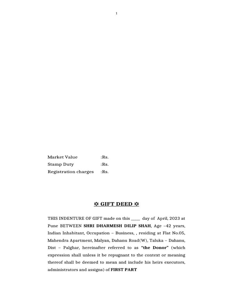 Gift Deed for Property Transfer in Pune | PDF | Property | Private Law