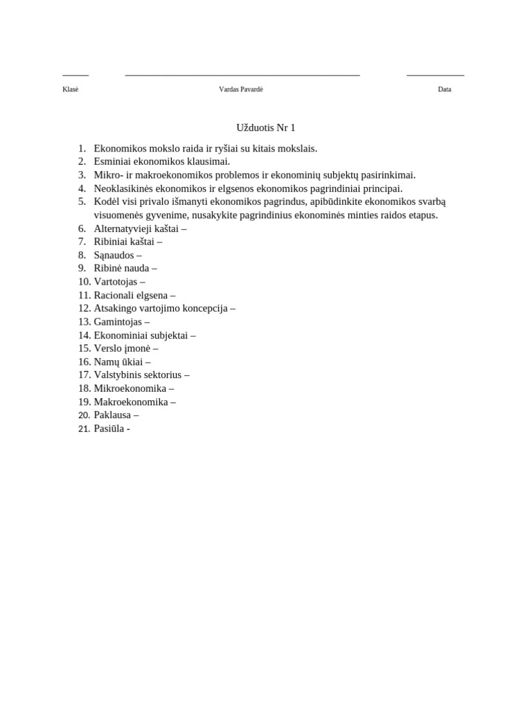 Uzduotis NR 1 | PDF