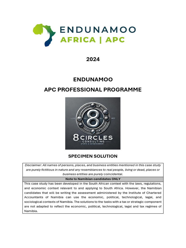 Endunamoo Africa - APC - 8CC Specimen Solution PDF | PDF ...