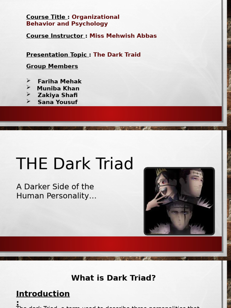 Presentation The Dark Triad | PDF
