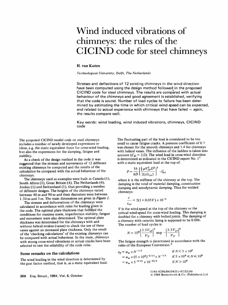 Wind-Induced Vibrations in Steel Chimneys | PDF | Fatigue (Material ...