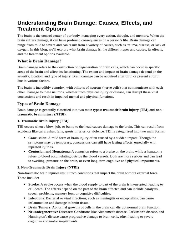 Understanding Brain Damage | PDF | Traumatic Brain Injury | Stroke