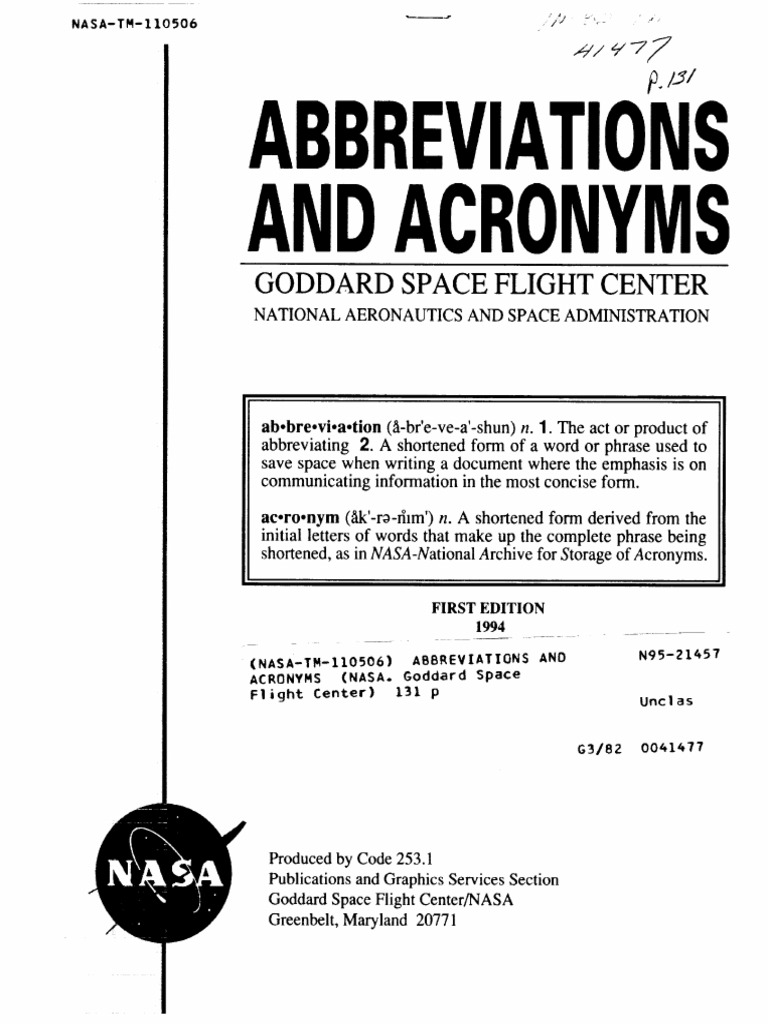 NASA GSFC Abbreviations Guide | PDF | Goddard Space Flight Center | Acronym