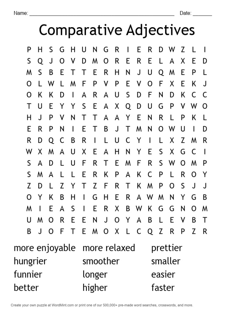 Comparative_Adjectives | PDF | Puzzles | Word Puzzles