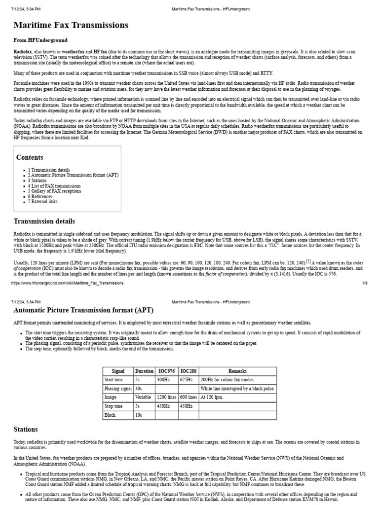 Maritime Fax Transmissions - HFUnderground | PDF | Telecommunications ...
