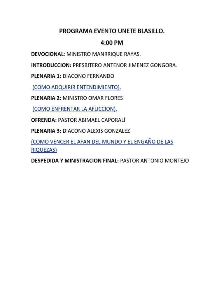 Programa Evento Unete | PDF