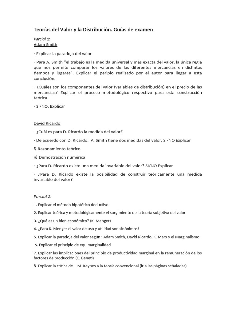 Teorías del Valor: Smith y Ricardo | PDF