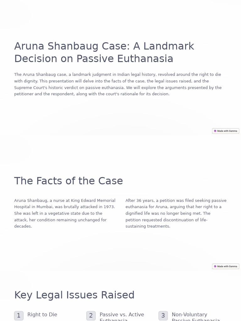 Aruna Shanbaug Case A Landmark Decision On Passive Euthanasia | PDF | Social Ethics | Justice