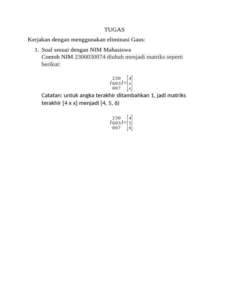 TUGAS Eliminasi Gauss | PDF