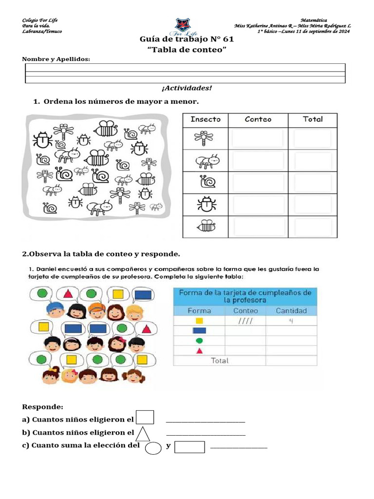 Guia Tabla de Conteo | PDF
