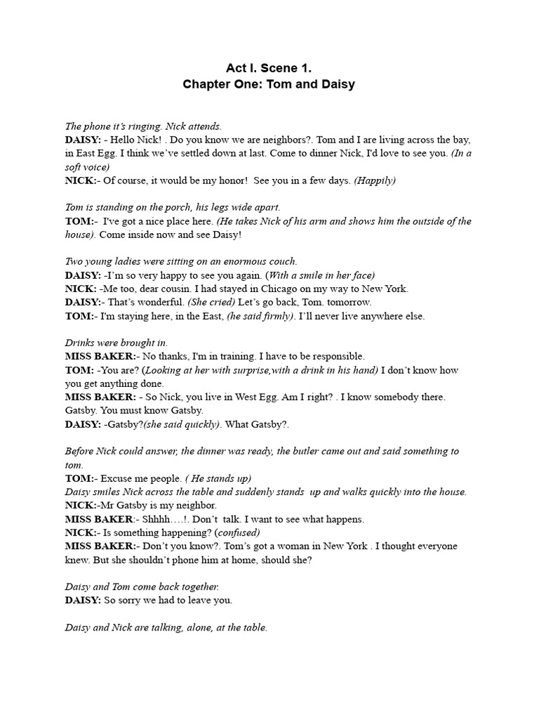 CHAPTER 1 & 2 - Script | PDF | The Great Gatsby