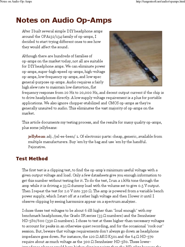Notes On Audio Op-Amps | PDF | Amplifier | Operational Amplifier