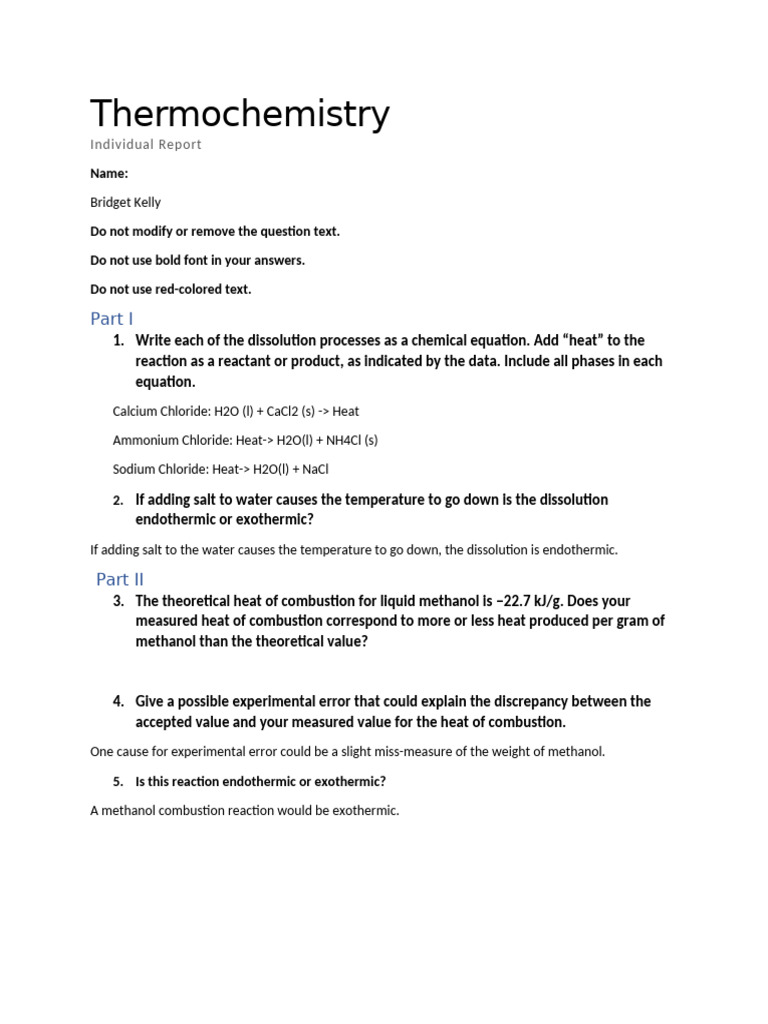 Thermochem - Individual Report Template | PDF | Science & Mathematics ...