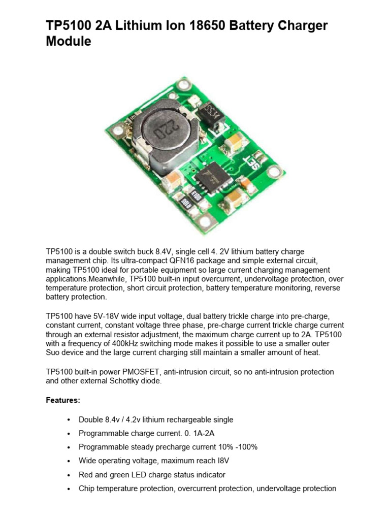 Tp5100 Charging Module Pdf Technology And Engineering