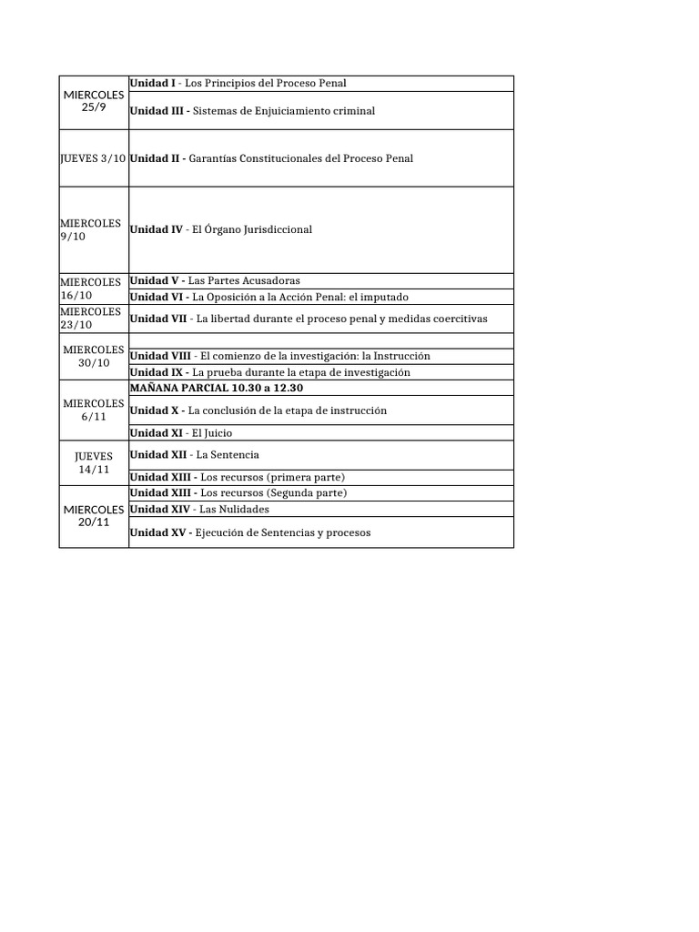 Cronograma ProcesalPenal CABA 2024 | PDF