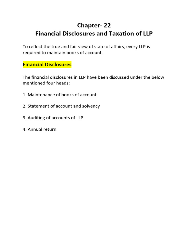 Ch-22 Financial Disclosures and Taxation of LLP | PDF | Alternative ...