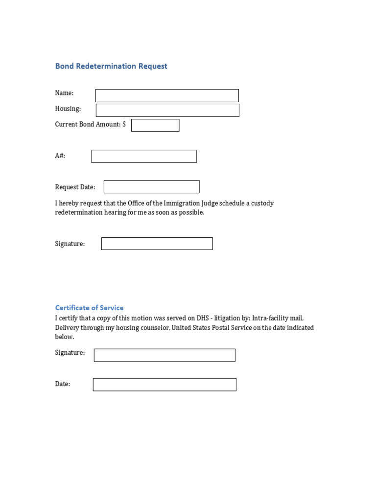 Bond Redetermination Request | PDF