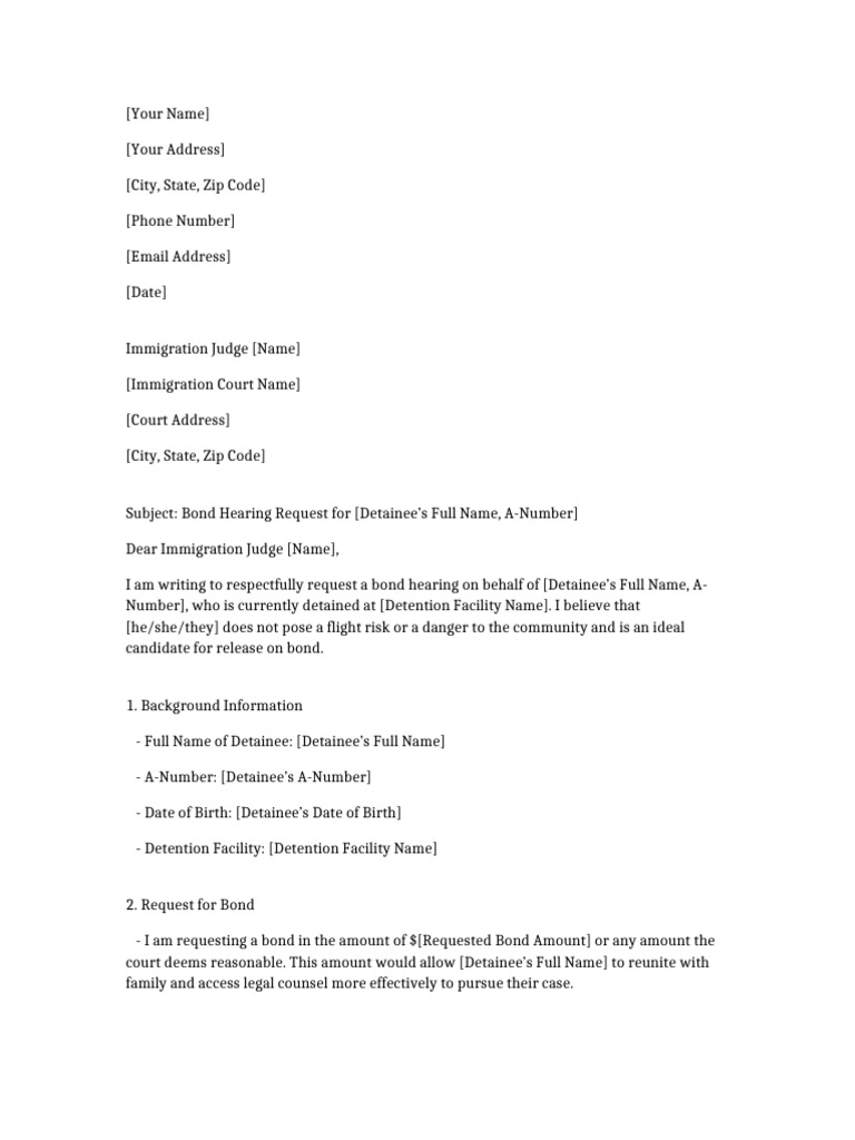 Bond Hearing Request Letter | PDF | Detention (Imprisonment) | Immigration Detention