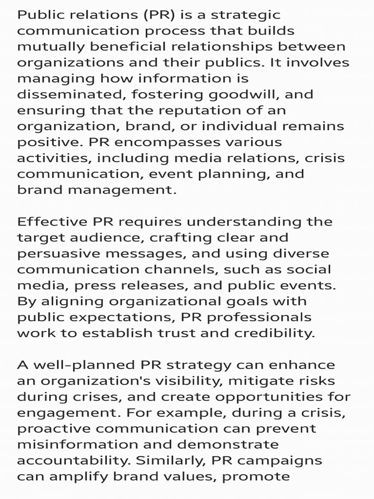 Public Relations | PDF