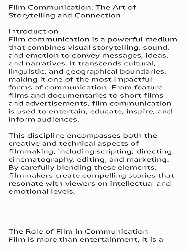 Film Communication | PDF